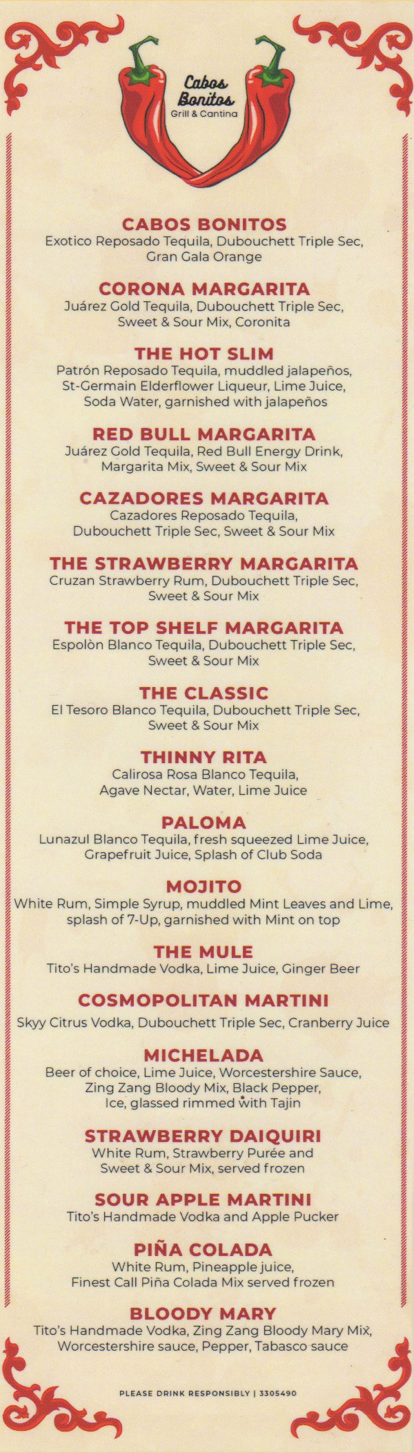 Drink Menu | Refreshing Beverages for all Occasions | Cabos Bonitos